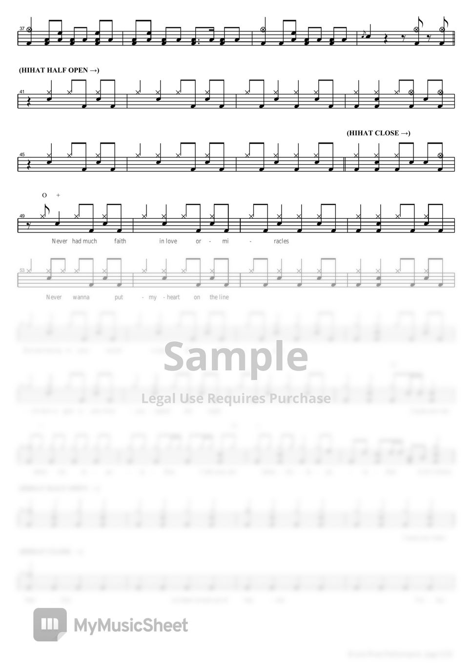 Bruno Mars - Performance Sheets by COPYDRUM