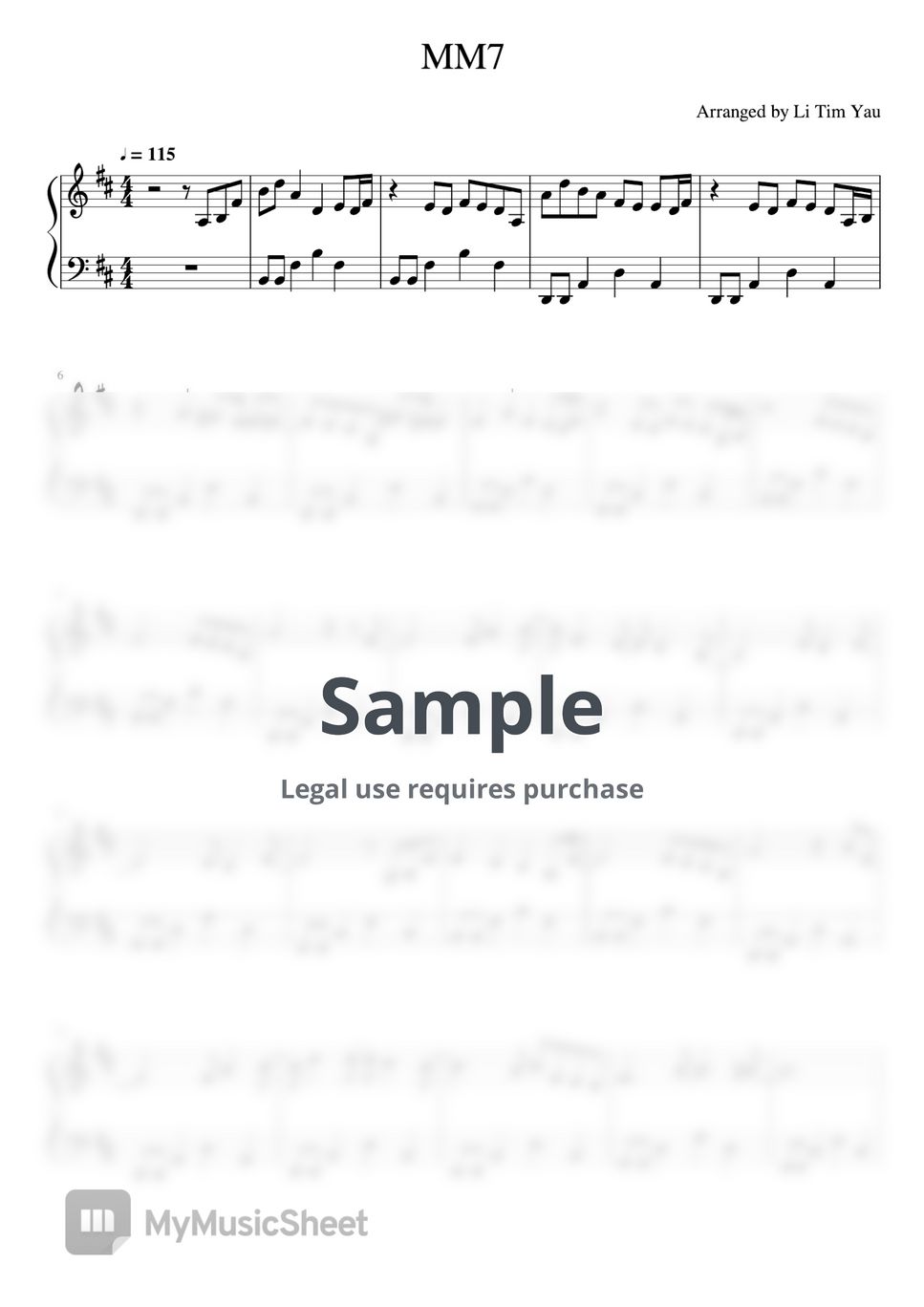 柳應廷 Jer (MIRROR) - MM7 (Piano Cover) 악보 by Li Tim Yau