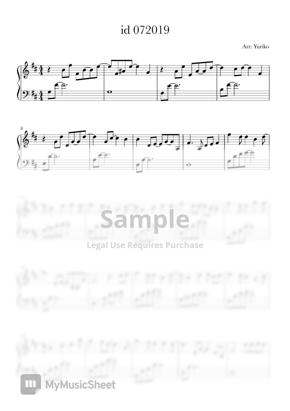 W/n, 3107 ft 267 - id 072019 Sheet Music by Yuriko Piano