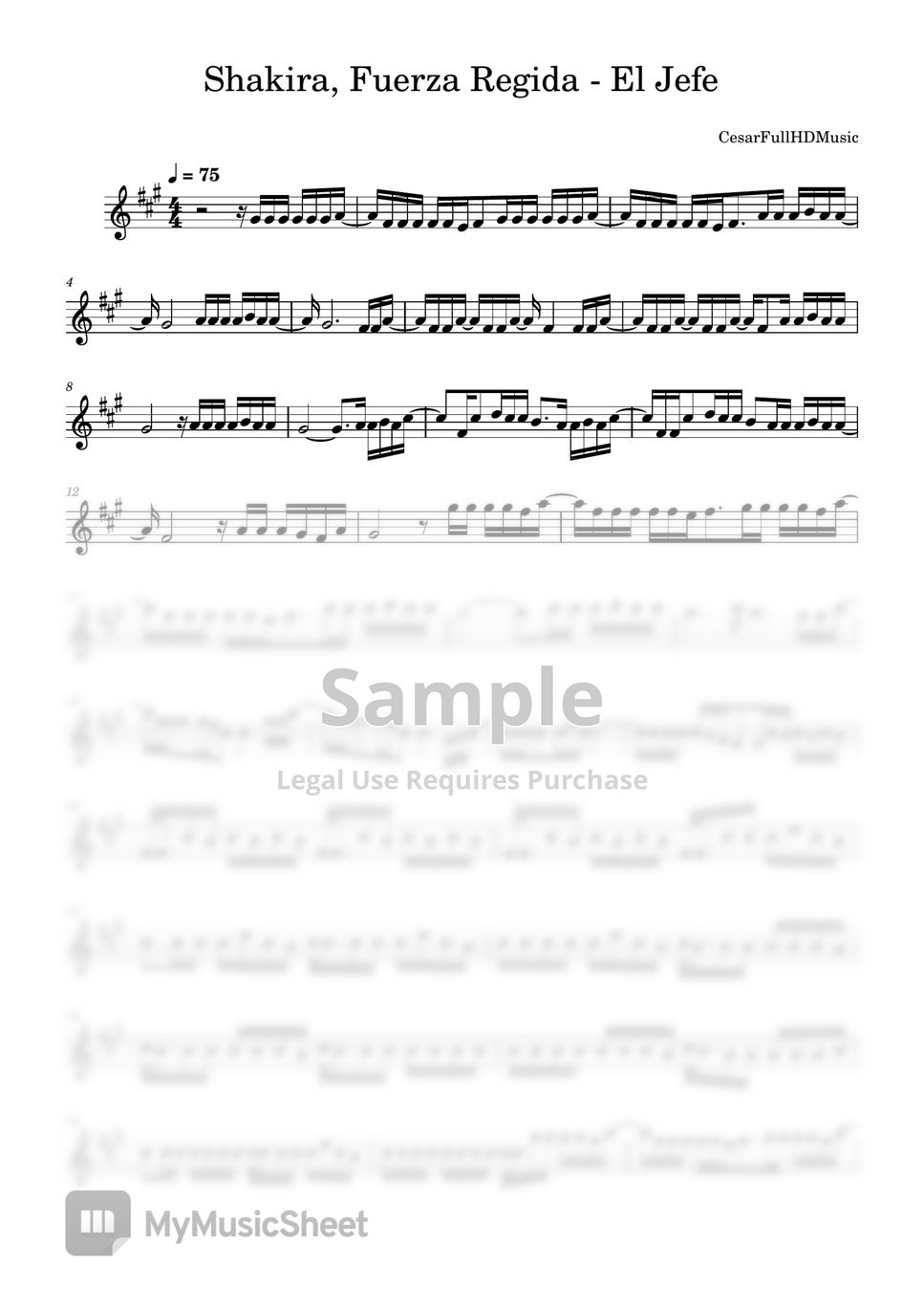 Shakira, Fuerza Regida - El Jefe Sheet Music