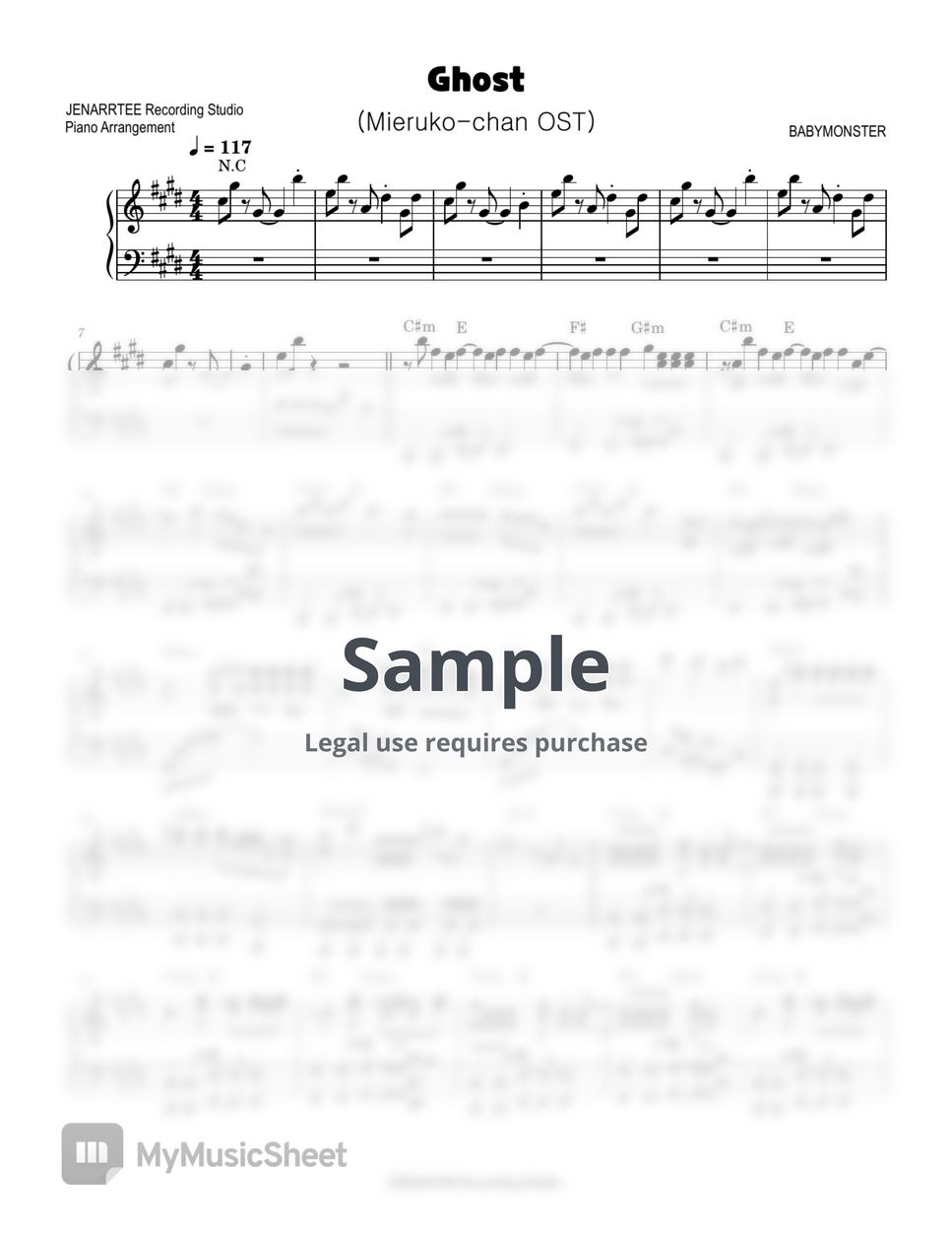BABYMONSTER - Ghost (Mieruko-chan OST) Sheet Music by JENARRTEE Recording Studio