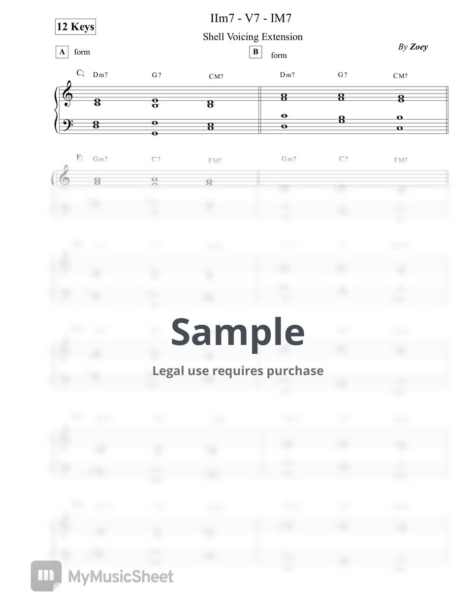 Zoey - [2-5-1] Shell Voicing Extension 12 keys Sheets by Zoey