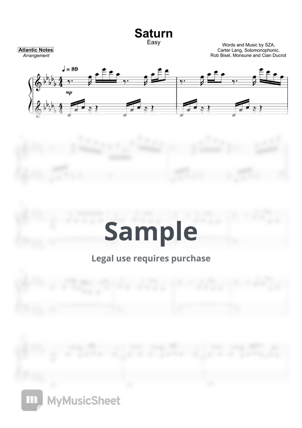 SZA - Saturn 악보 by Atlantic Notes