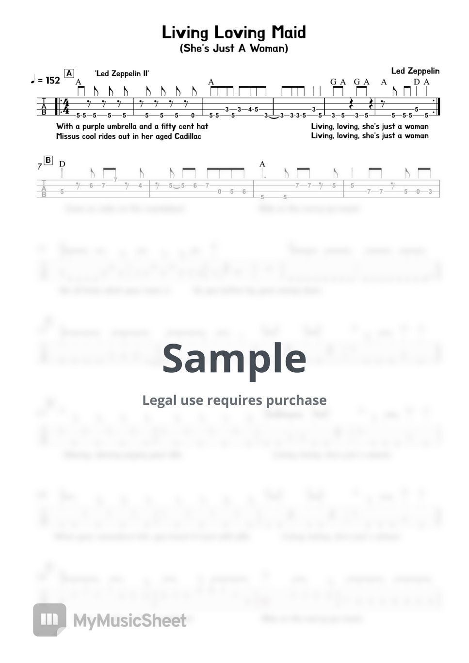 Led Zeppelin - Living Loving Maid 악보 by 김미(Kimme)