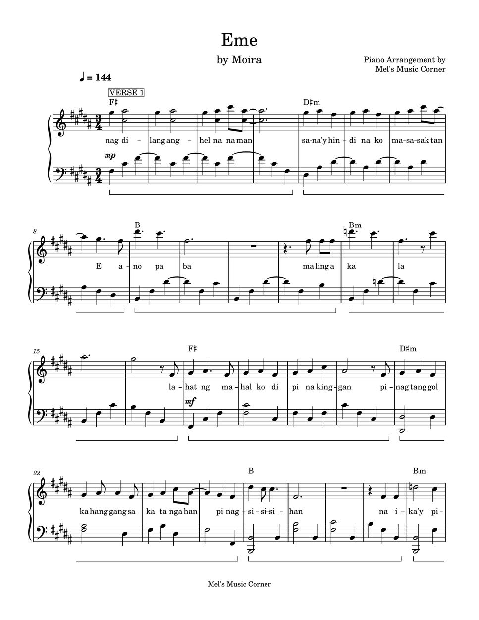 Moira dela Torre - Eme (piano sheet music) Sheets by Mel's Music Corner