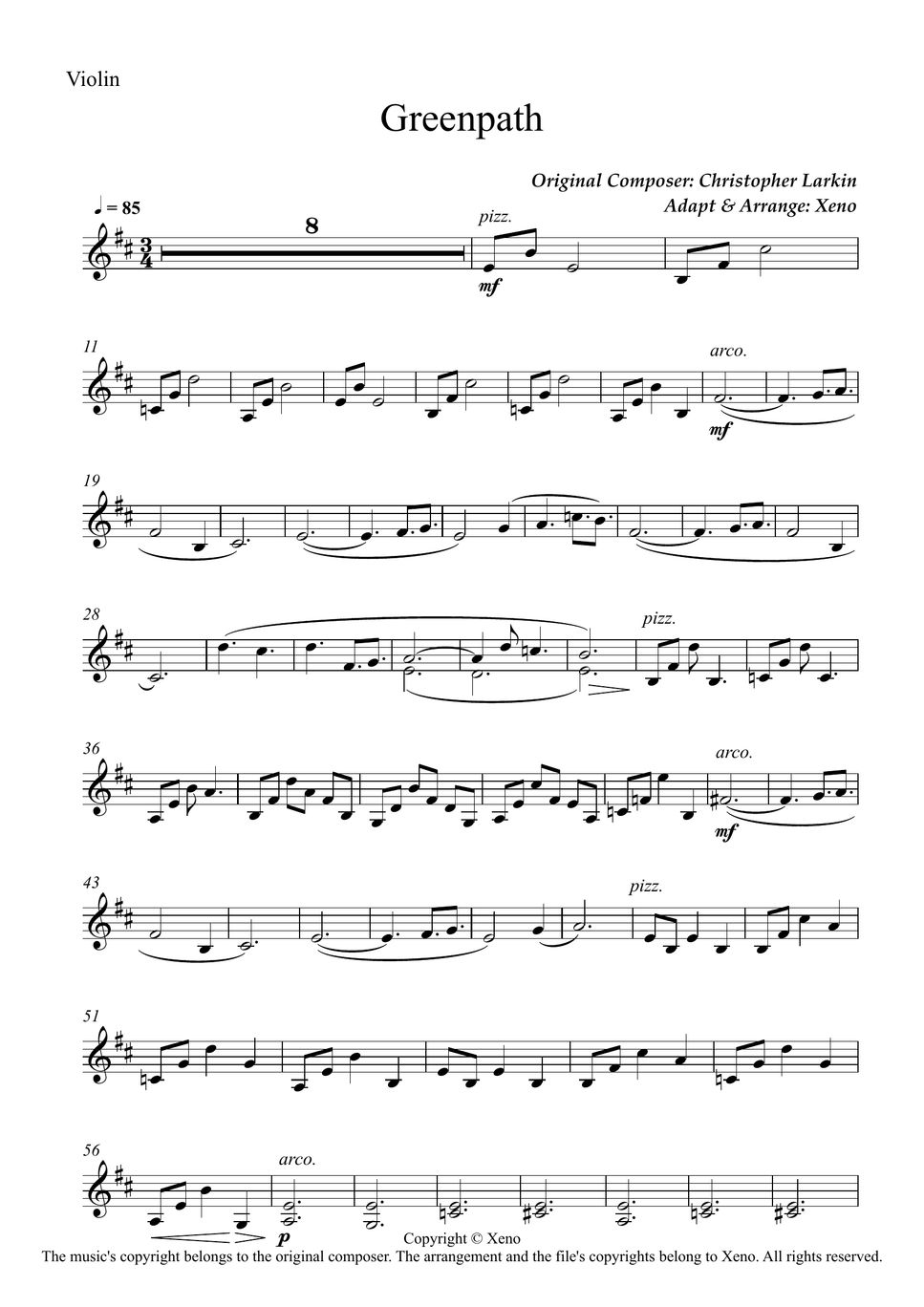 Christopher Larkin - Greenpath (Hollow knight OST) Sheets by Xeno