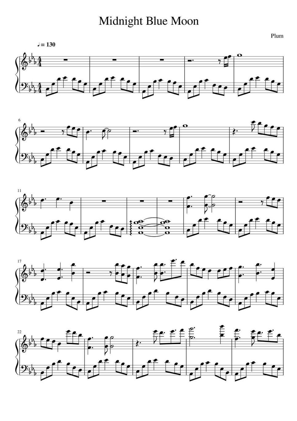 Plum - Midnight Blue Moon Partition musicale