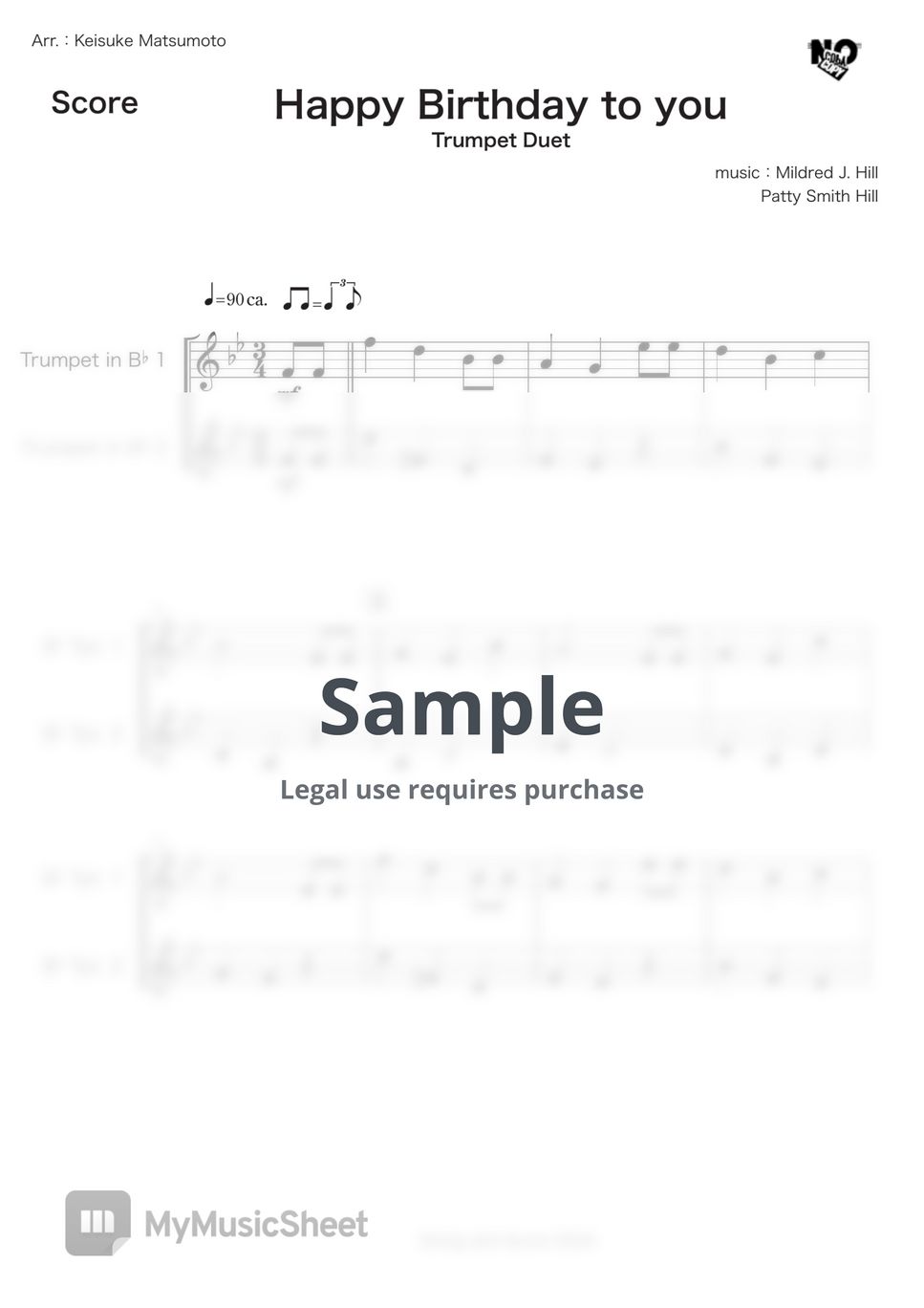 Patty Hill and Mildred J. Hill - Happy Birthday to You (Trumpet duet ...