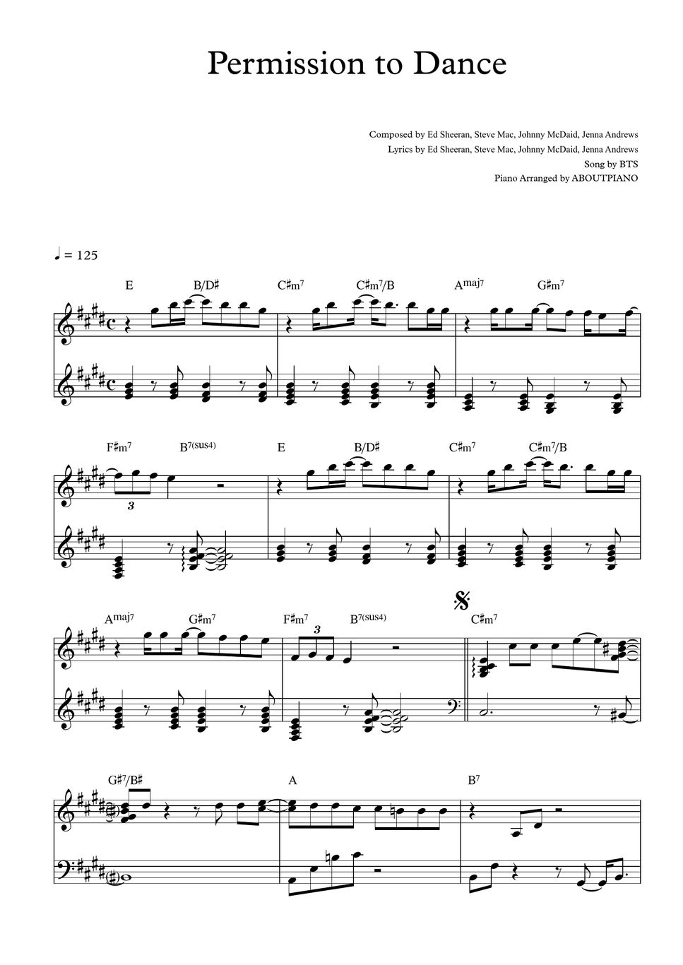 BTS - Permission to Dance Sheet