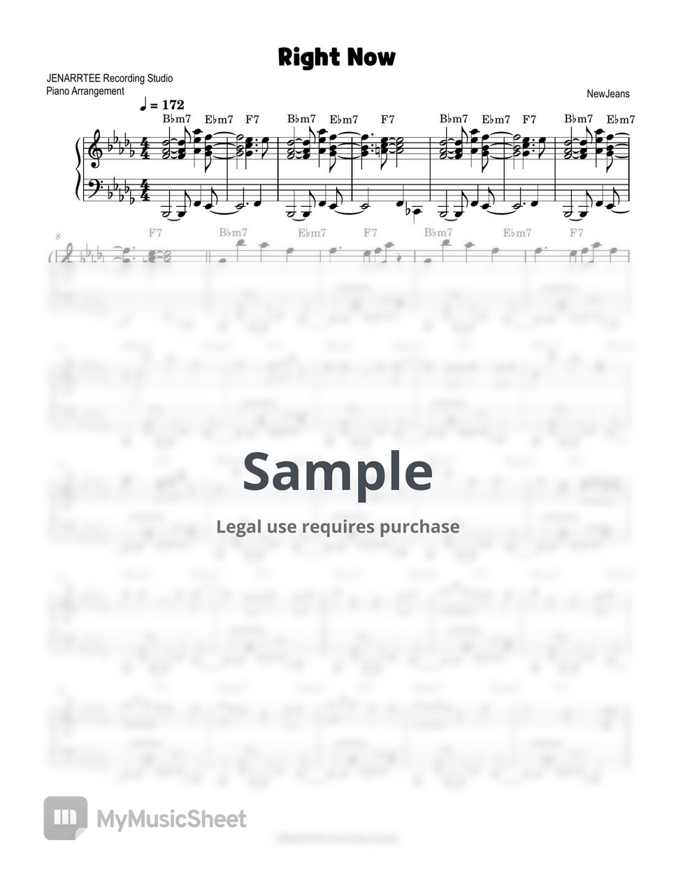 NewJeans - Right Now Sheets by JENARRTEE Recording Studio