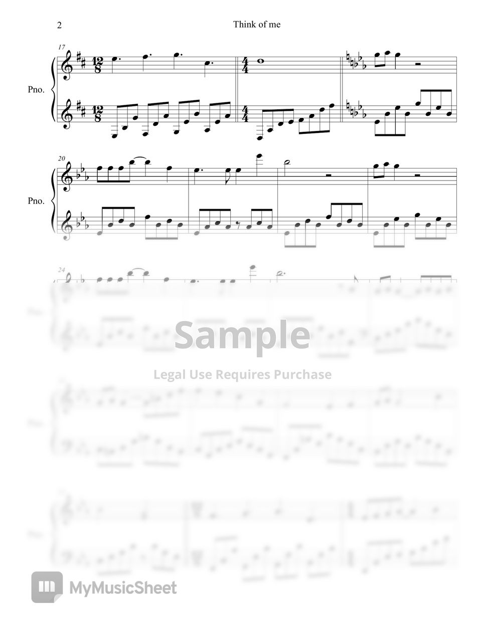 The Phantom of The Opera - Think of me 악보 by Lisamusic