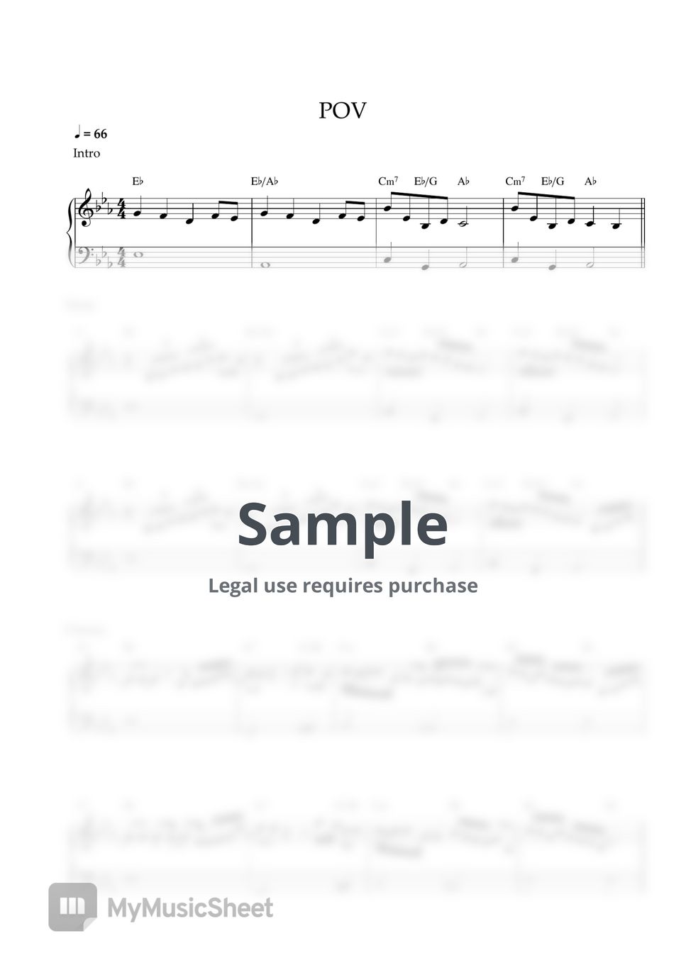 Ariana Grande - pov (EASY PIANO SHEET) PDF | Pianella Piano | mymusic5