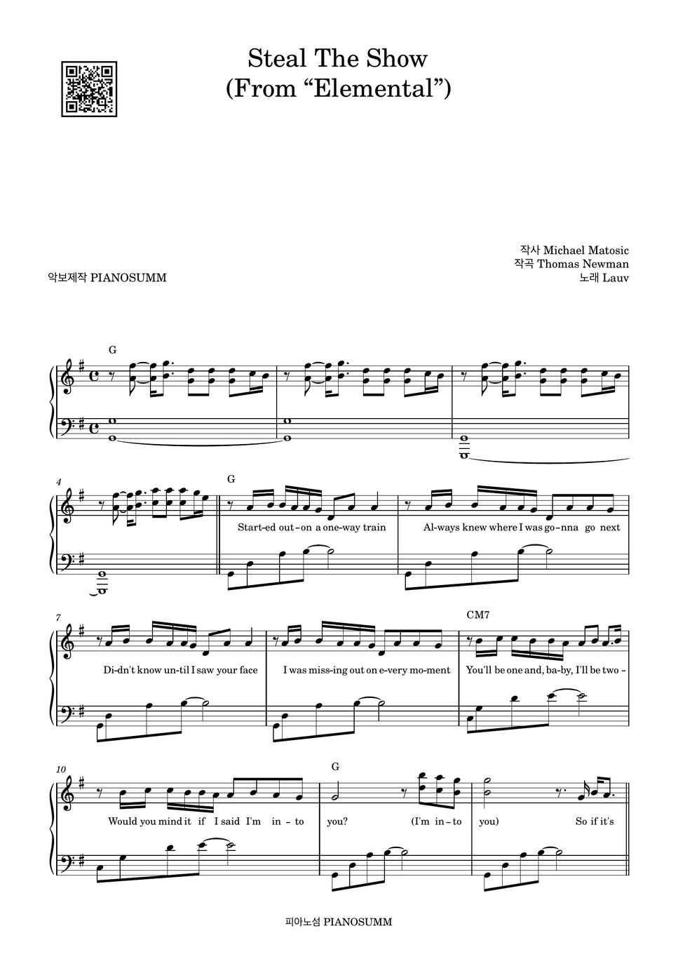 Lauv - Steal The Show (From “Elemental”) Sheets by PIANOSUMM