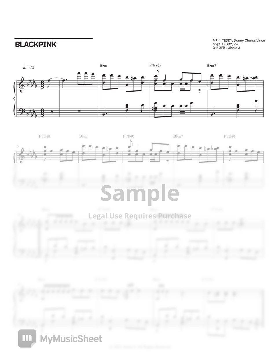 Blackpink (블랙핑크) - Shut Down (Bb minor, A minor key) Sheets by Jinnie J
