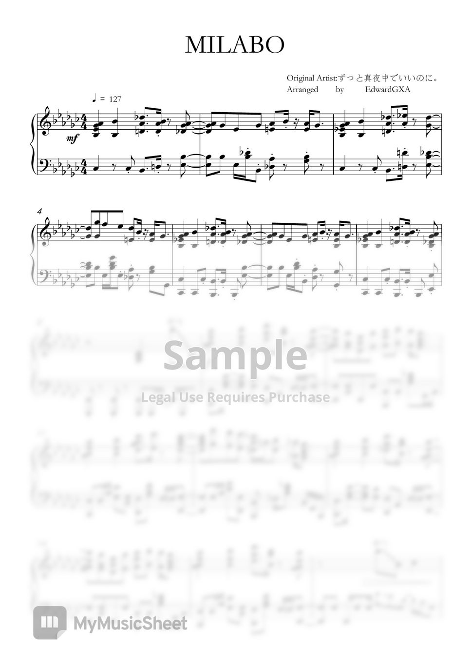 ずっと真夜中でいいのに。 - MILABO 악보 by EdwardGXA