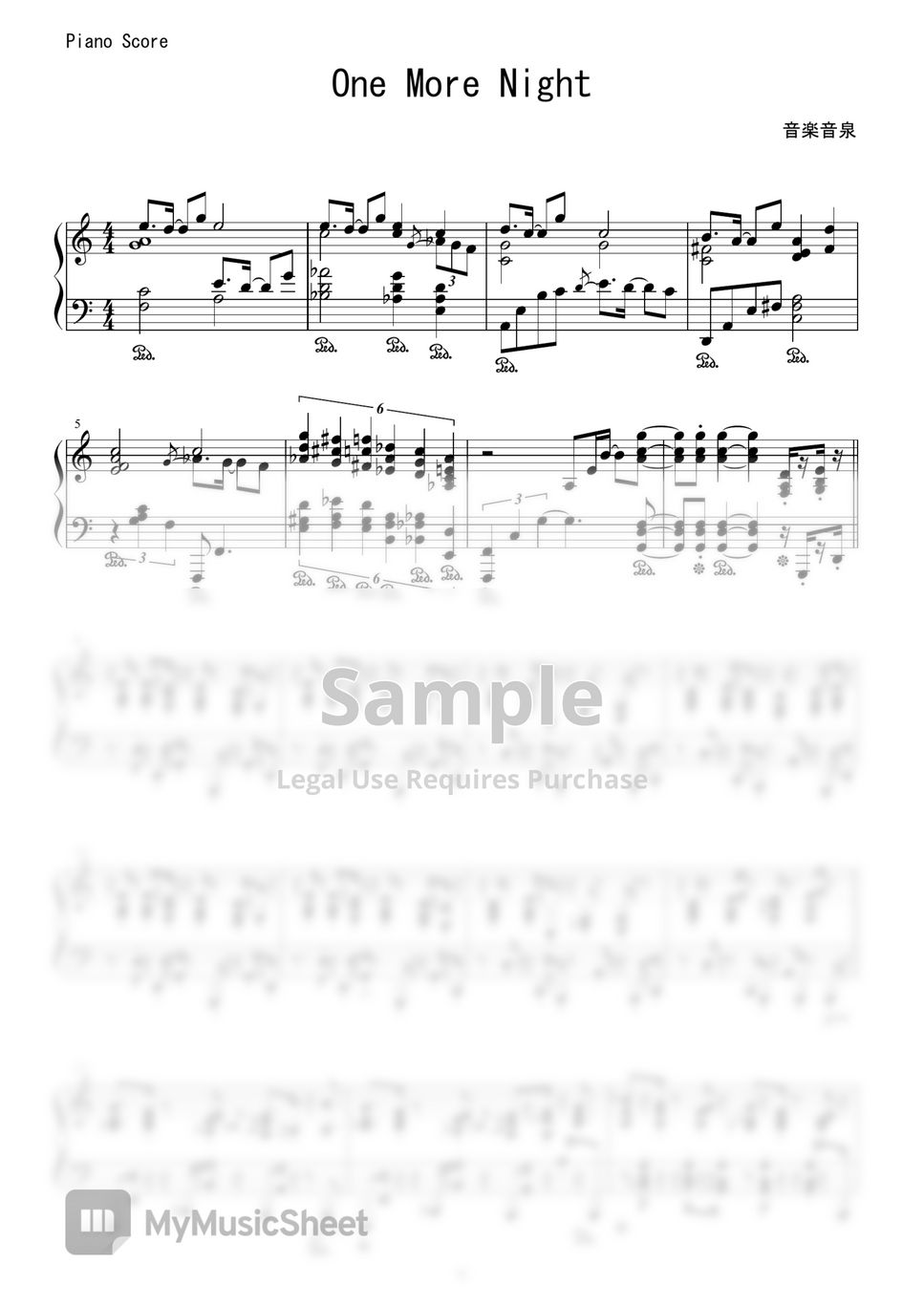 Takako Mamiya - One More Night Sheet Music by OngakuOnsen