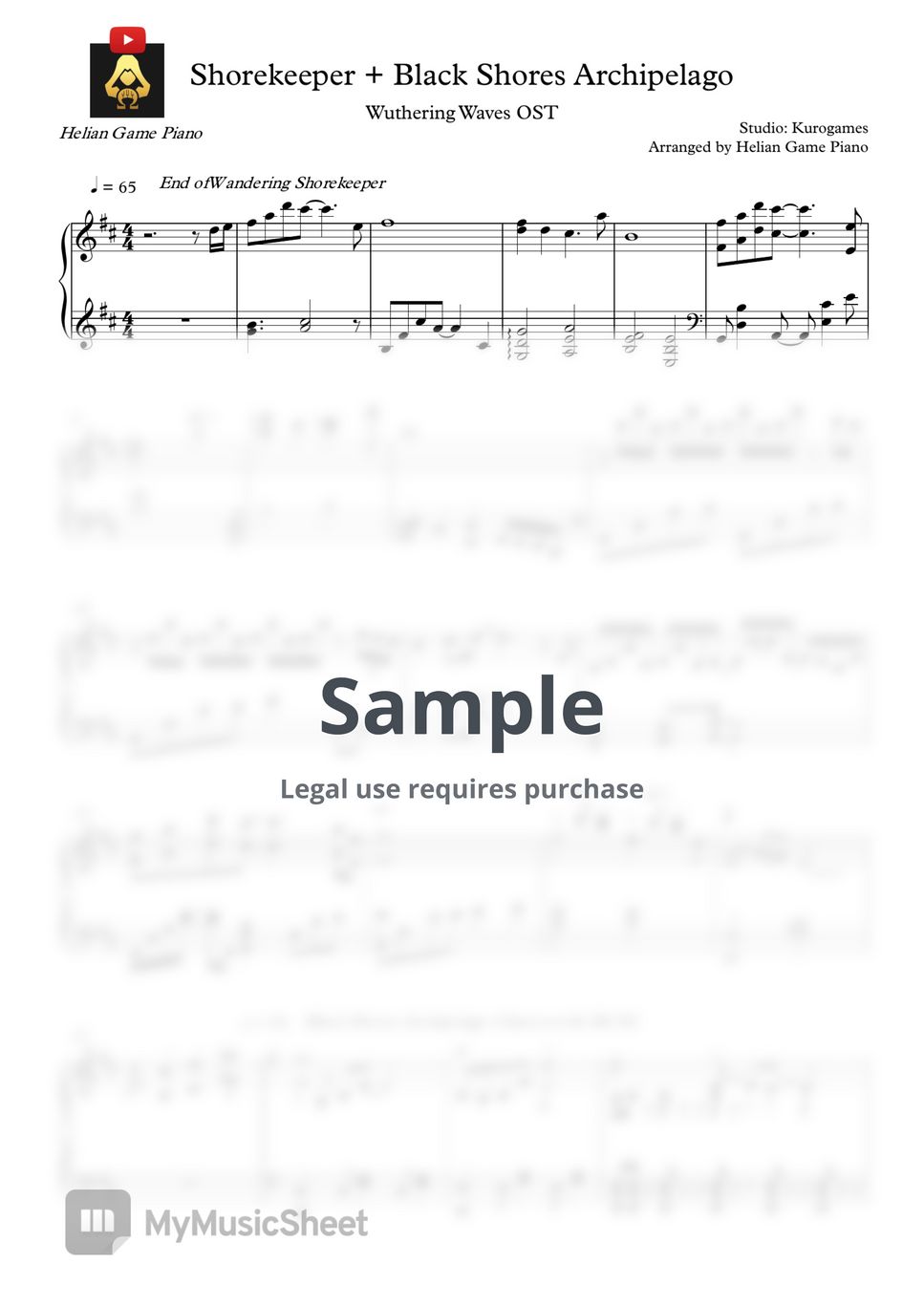 Wuthering Waves - Shorekeeper Theme + Black Shores BGM Sheet Music by ...