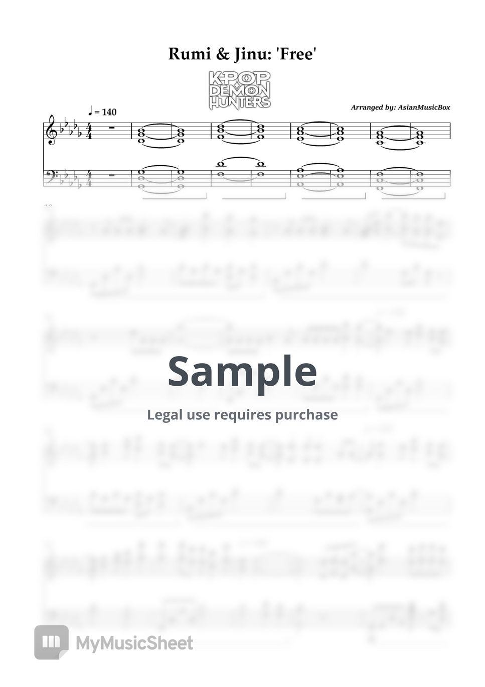 Rumi & Jinu - Free (KPop Demon Hunters OST) Sheet Music | AsianMusicBox ...