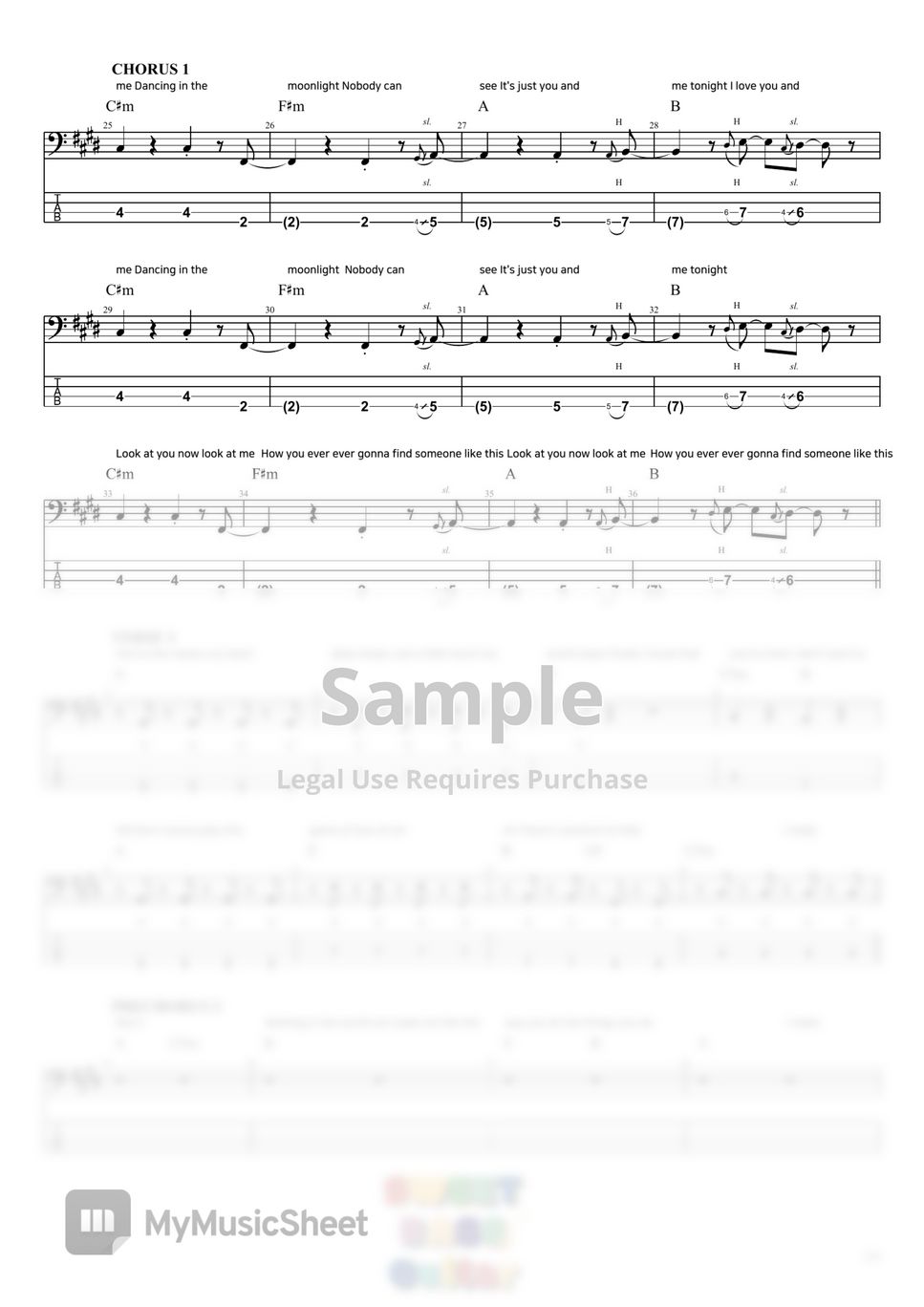 제니 Jennie You And Me Bass Sheets By Sweet Bass