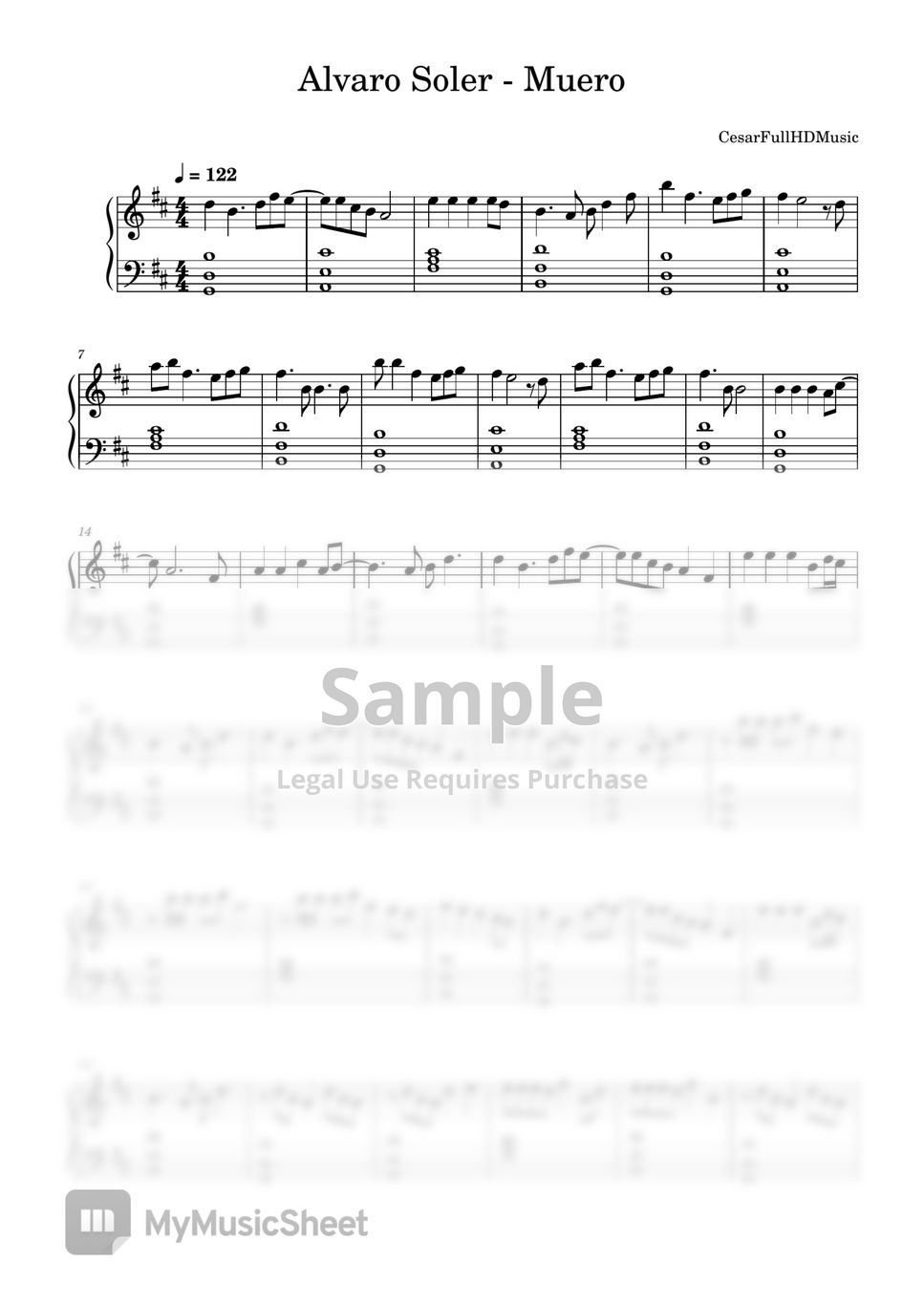 Alvaro Soler - Muero Sheet Music