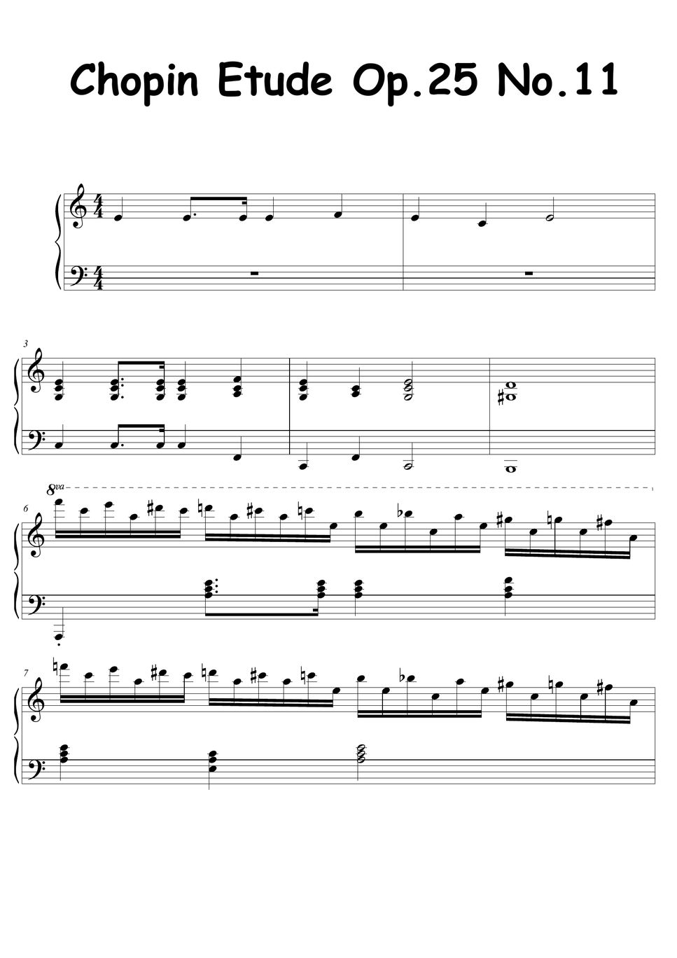 Chopin - Etude Op.25 No.11 (일반악보) Sheet by 3분피아노