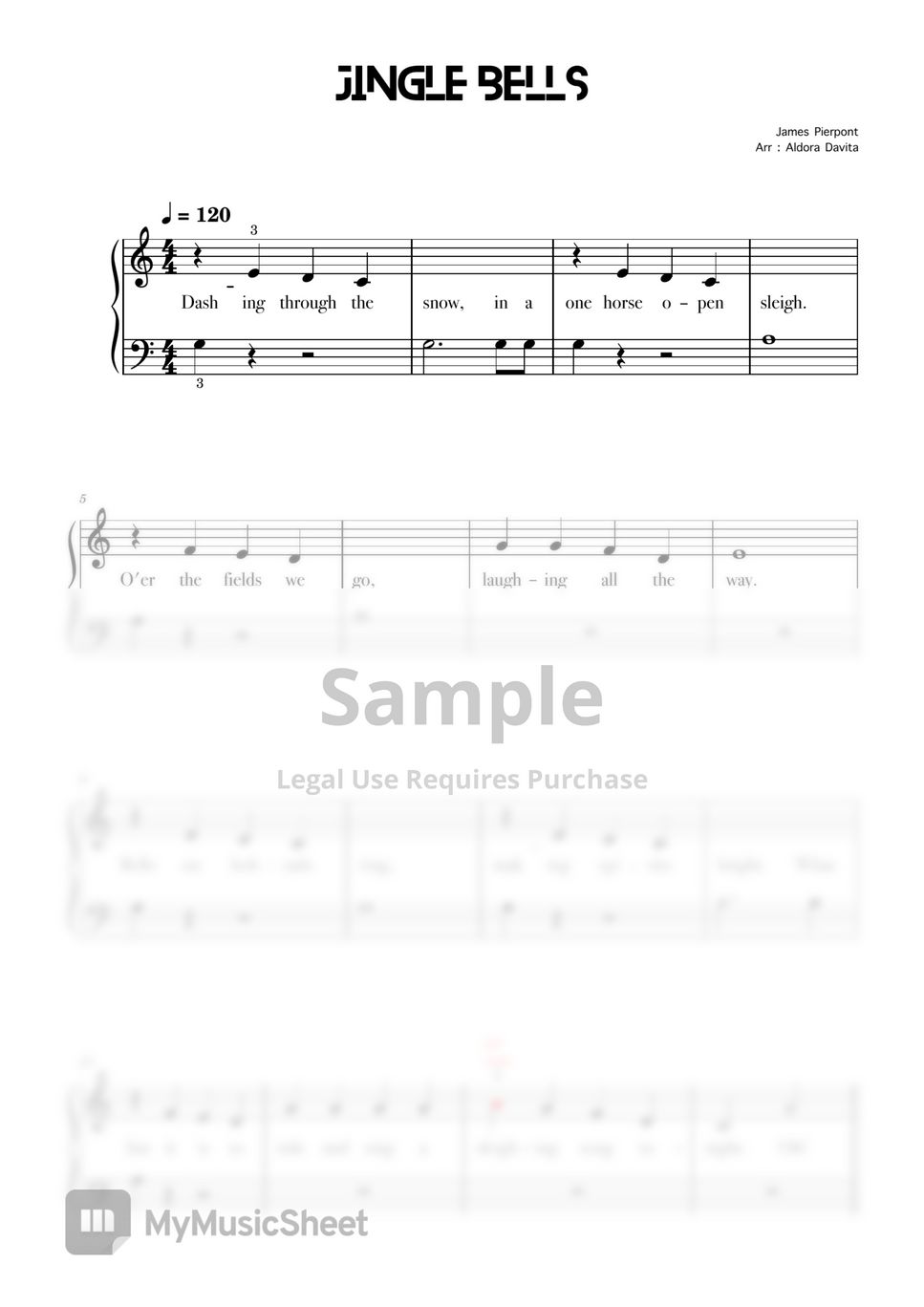 Christmas - Jingle Bells (Beginner Level) Sheets by Aldora Davita
