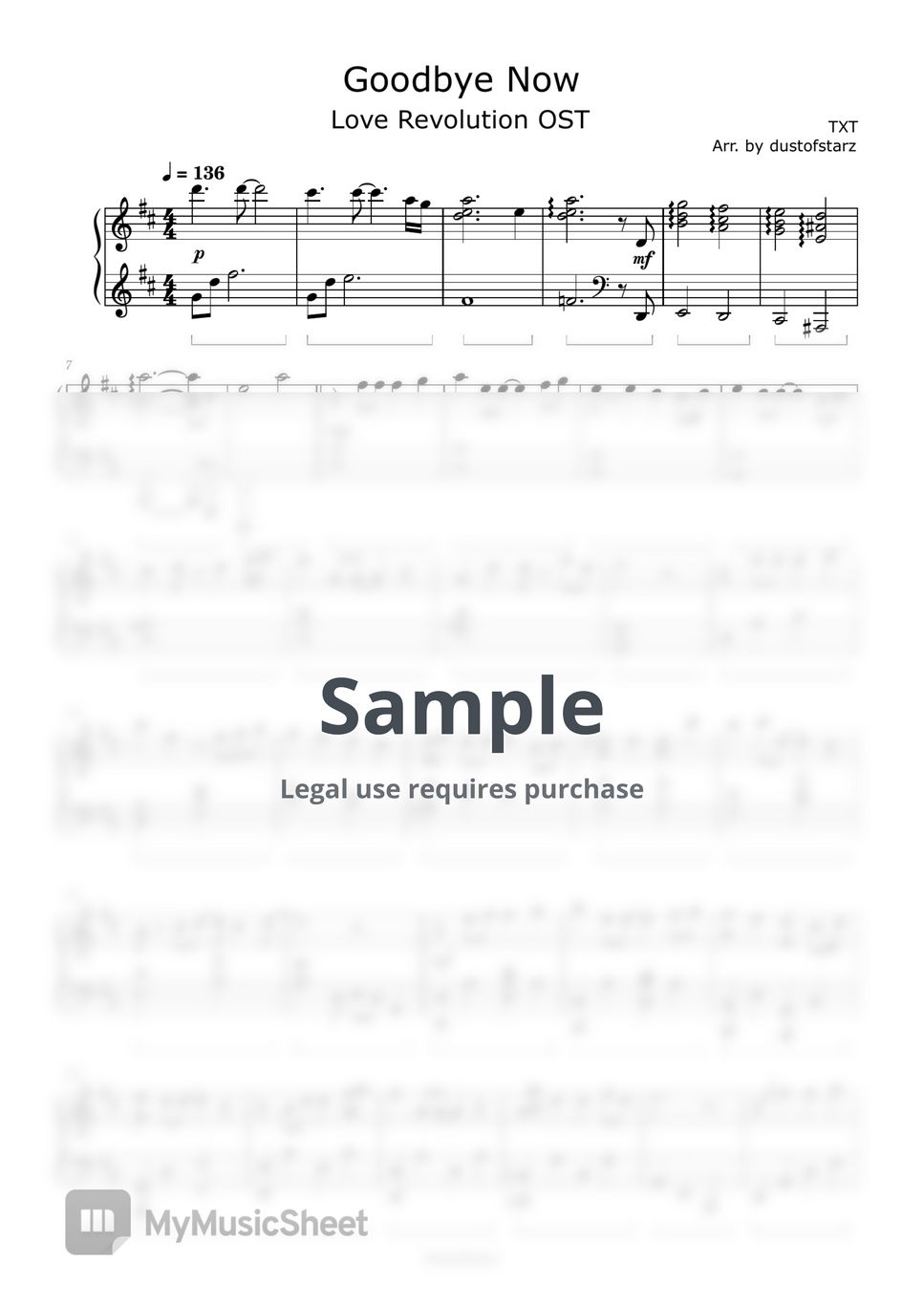 TXT - Goodbye Now (Love Revolution OST) 악보 by dustofstarz