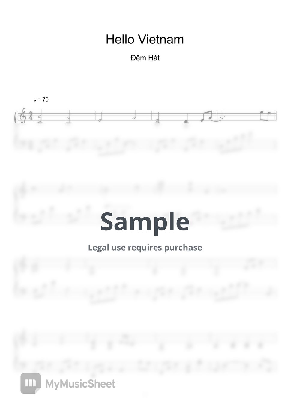 Đệm Hát - Hello Vietnam (Sheet Music, MIDI,) Sheets by sayu