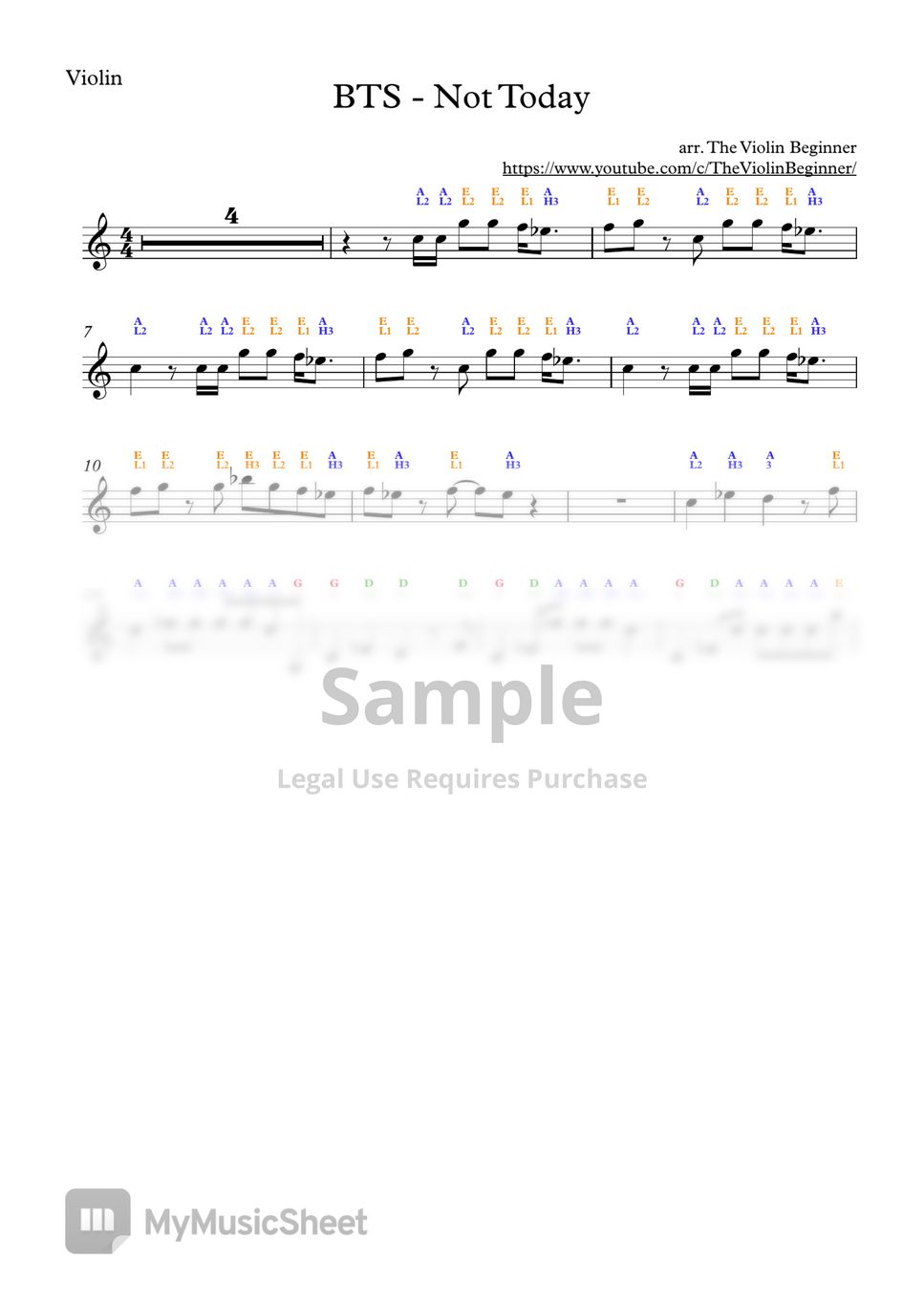 BTS - Not Today 악보