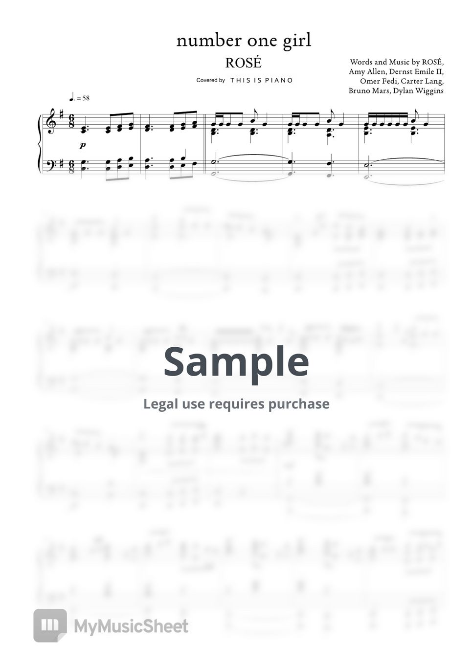 ROSÉ - number one girl Sheet Music by THIS IS PIANO