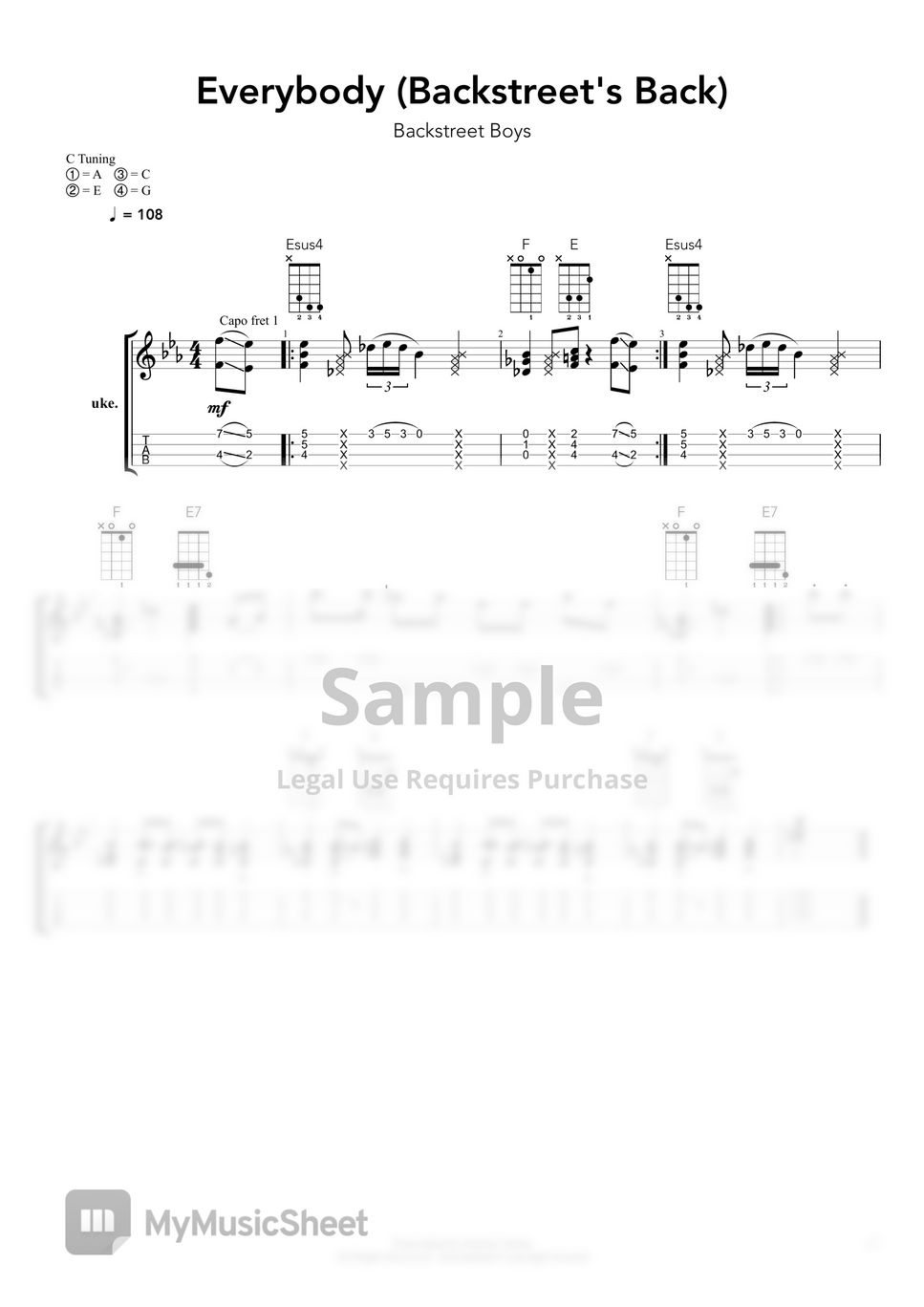 Backstreet Boys - Everybody (Backstreet’s Back) TAB+1 Staff by 4stringboy