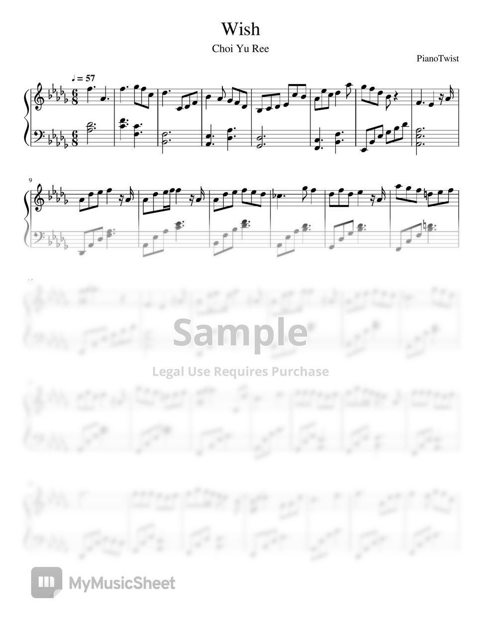 Choi Yu Ree - Wish (Hometown Cha-Cha-Cha OST Part 4) نوتة by Piano Twist