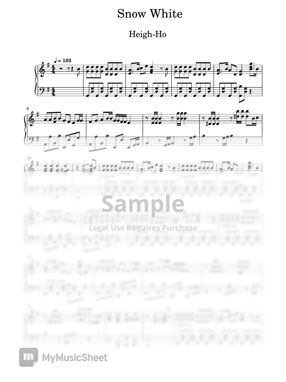(Snow White) - Heigh-Ho 악보 by Piano Go Life