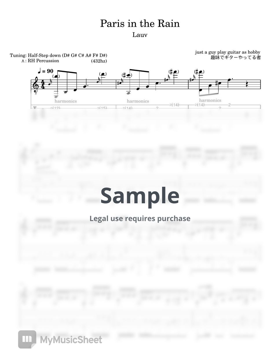 Lauv - Paris in the Rain Sheet Music by Just a guy play guitar as hobby