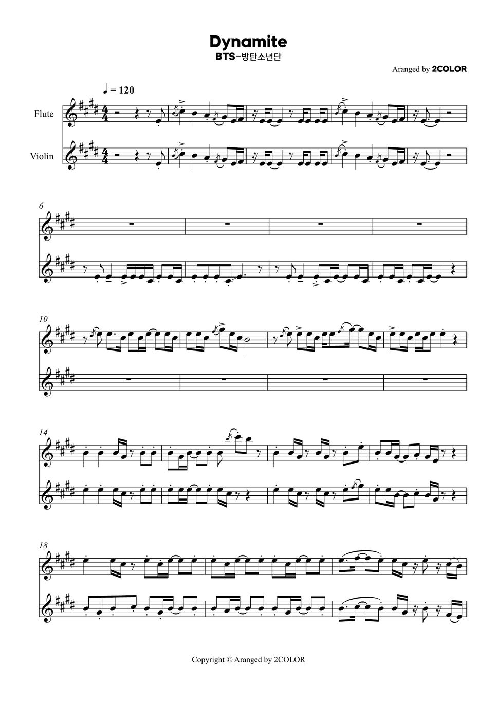BTS 방탄소년단 - Dynamite 다이너마이트 Sheets by 2COLOR