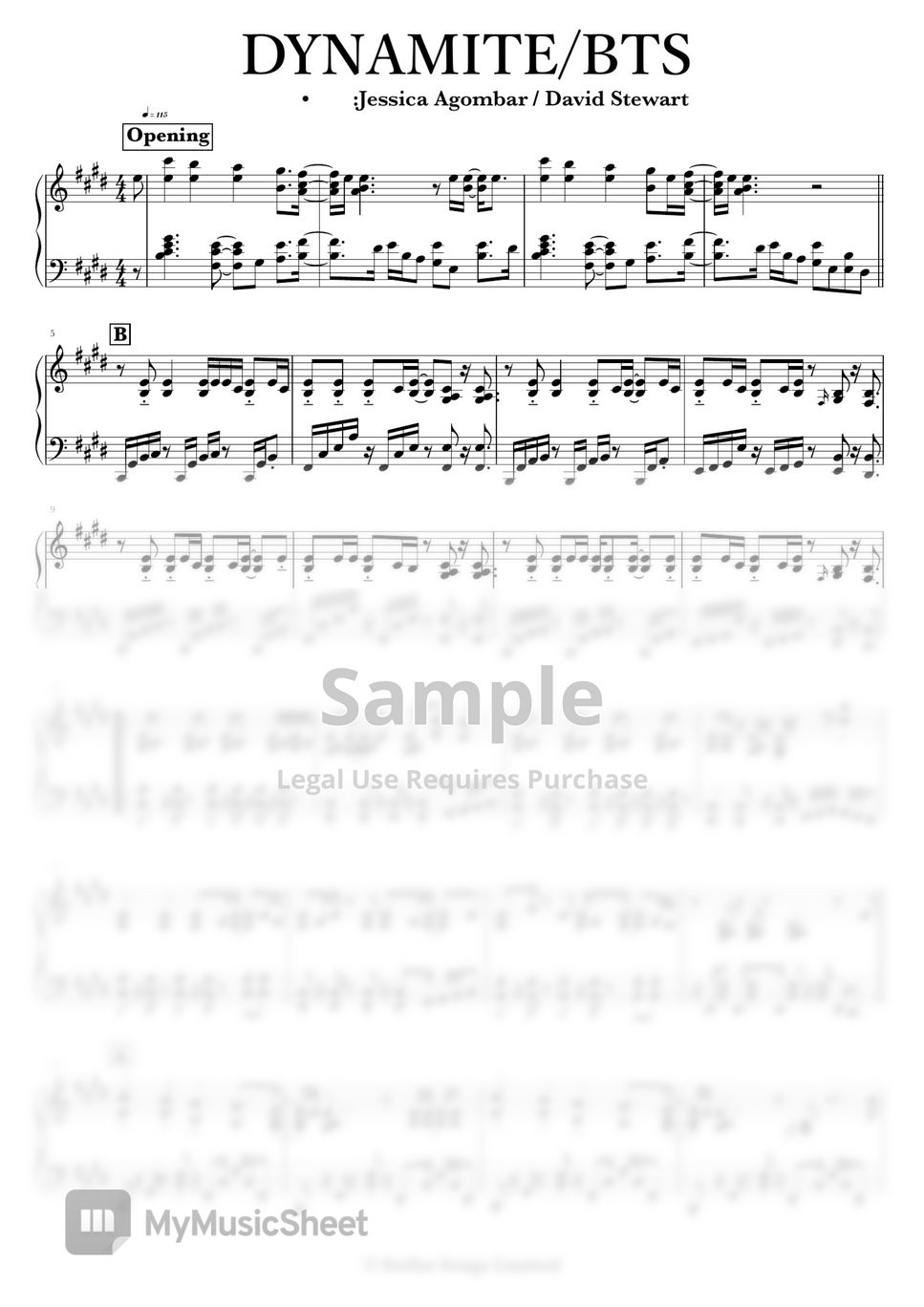 BTS - DYNAMITE Sheet Music by Eri Nagayama