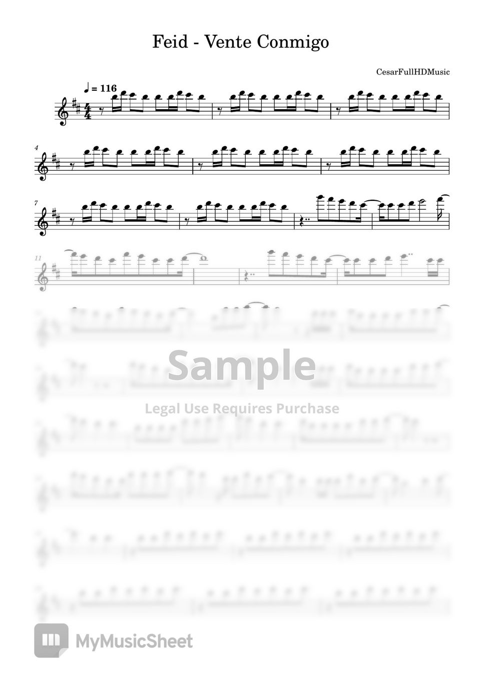 Feid - Vente Conmigo Sheet Music