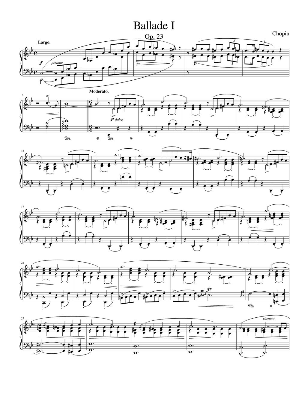 F. Chopin - Ballade no. 1 in G minor Op. 23 악보 by F. Chopin