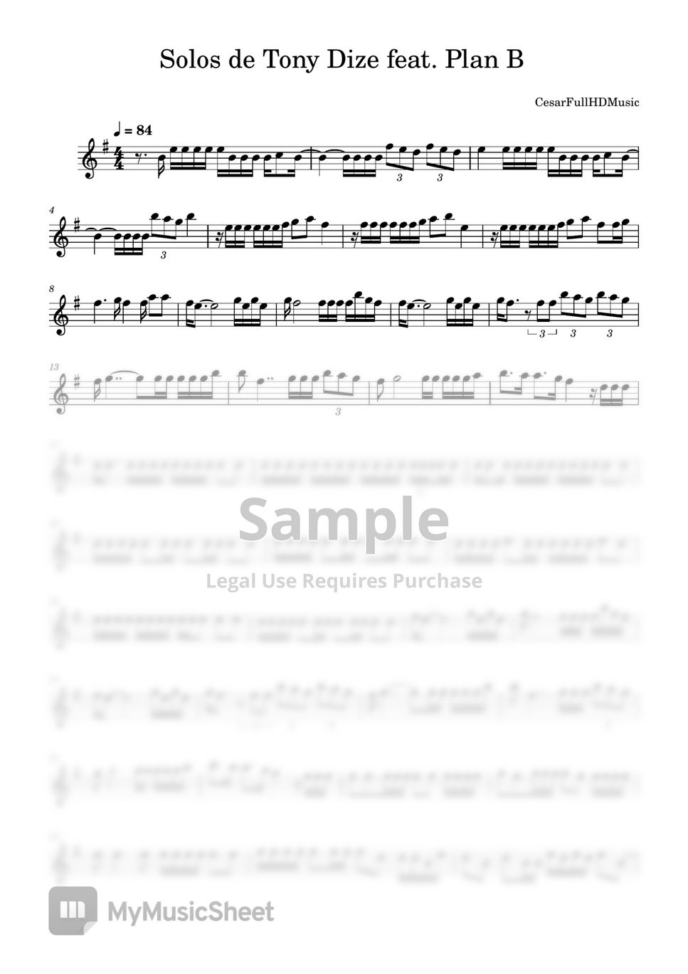 Tony Dize feat. Plan B - Solos Sheet Music