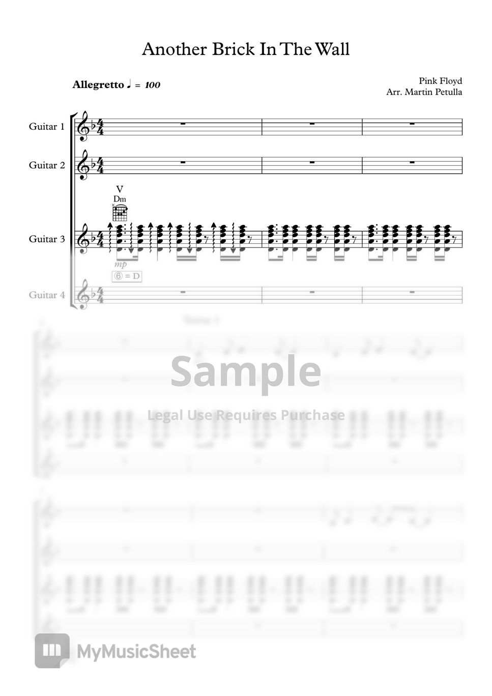 Pink Floyd - Another brick in the wall 악보 by Martin Petulla