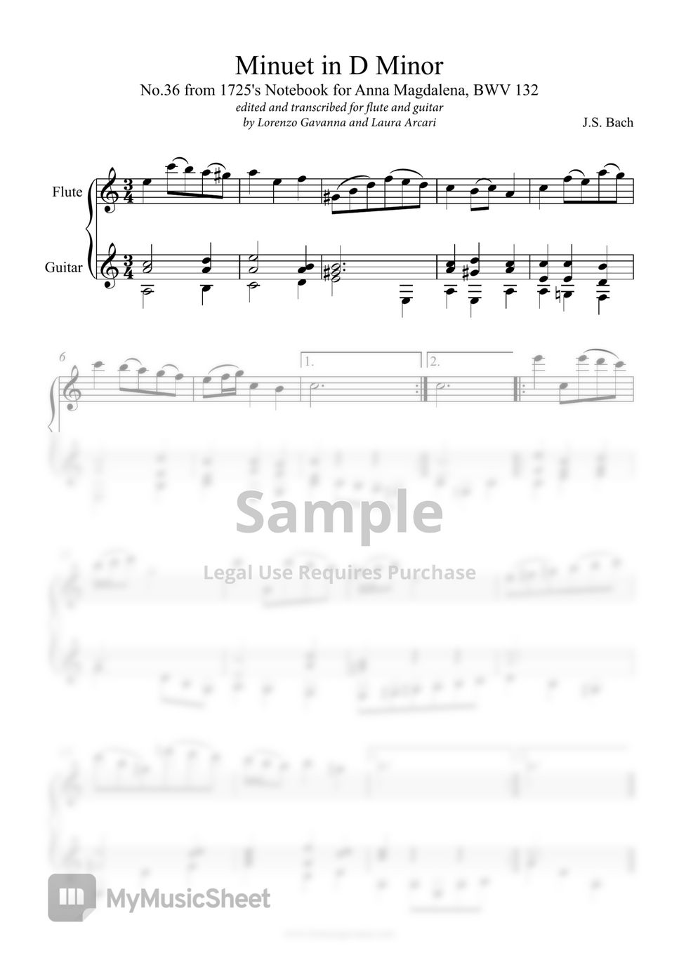 Johann Sebastian Bach - Minuet, No.36, BWV Anh. 132 (Minuet, No.36 from 1725's Notebook for Anna ...