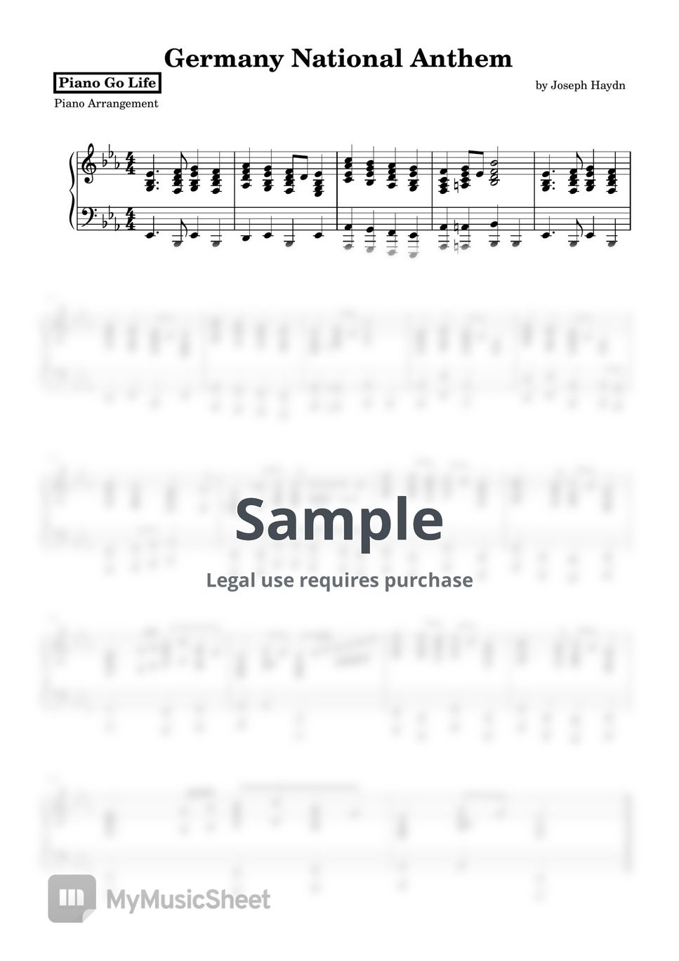 Joseph Hydn - Germany National Anthem 악보 by Piano Go Life