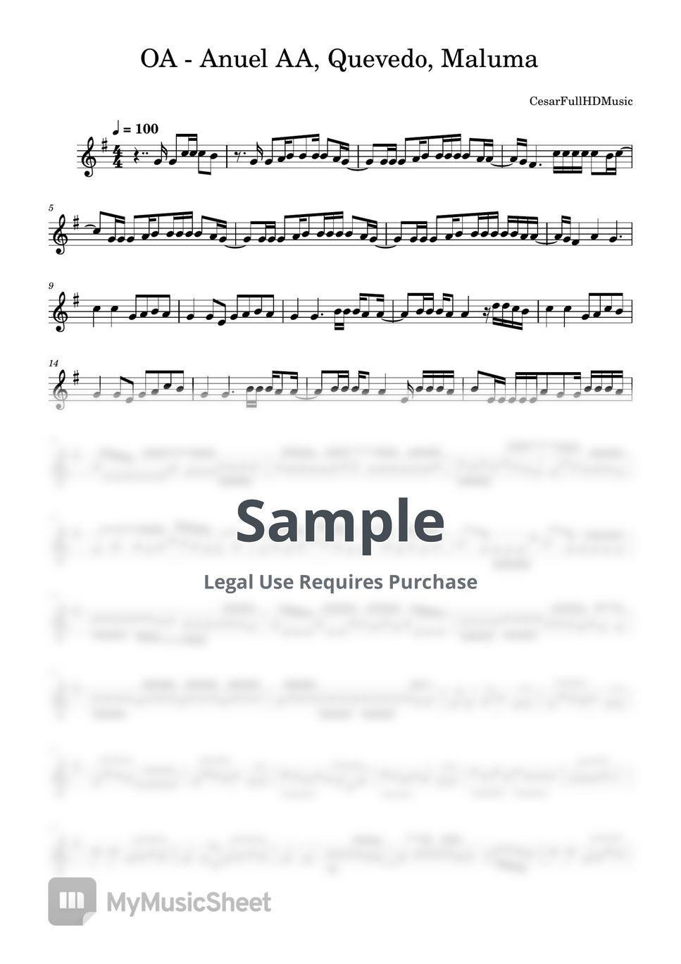 Anuel AA, Quevedo, Maluma - OA Sheets
