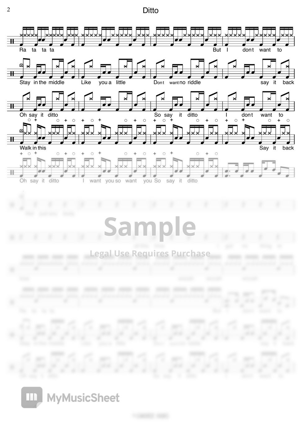 NewJeans - Ditto Sheet Music by Gwon's DrumLesson