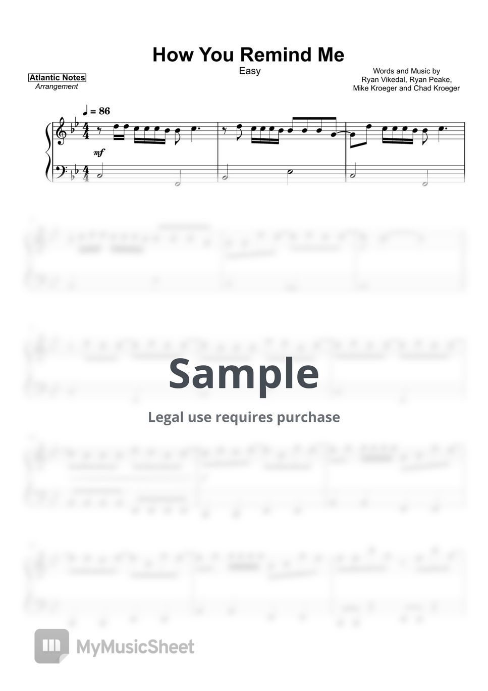 Nickelback - How You Remind Me 악보 by Atlantic Notes