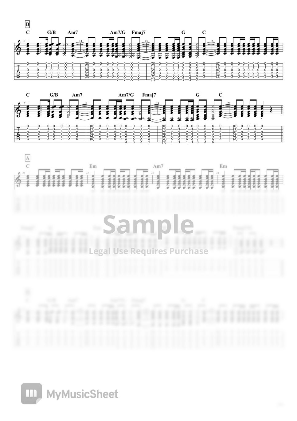 장범준 - 흔들리는 꽃들 속에서 네 샴푸향이 느껴진거야 (Guitar) Partitur by Hyumusix