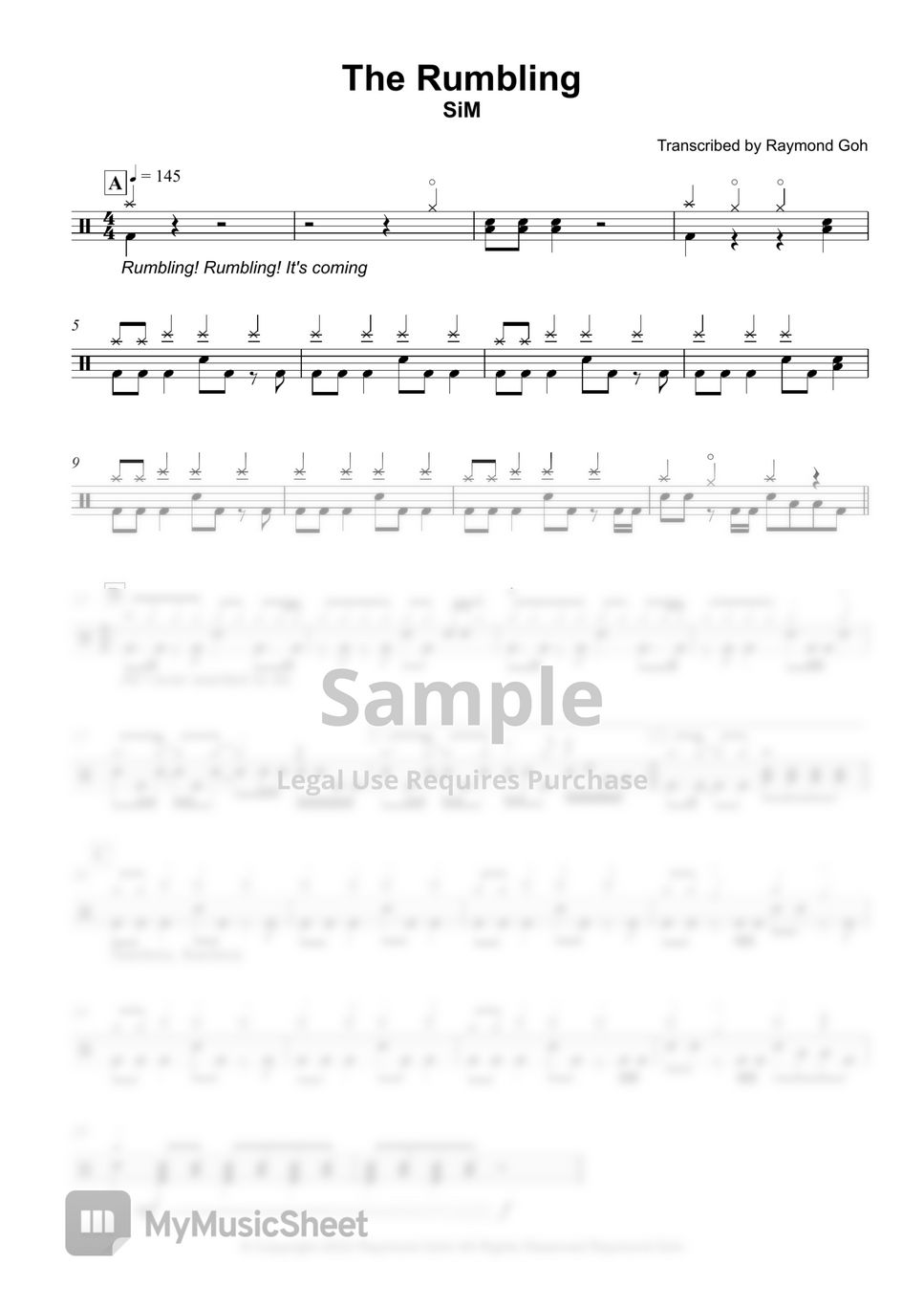 SiM - The Rumbling (Attack on Titan OP7) Sheets by Raymond Goh