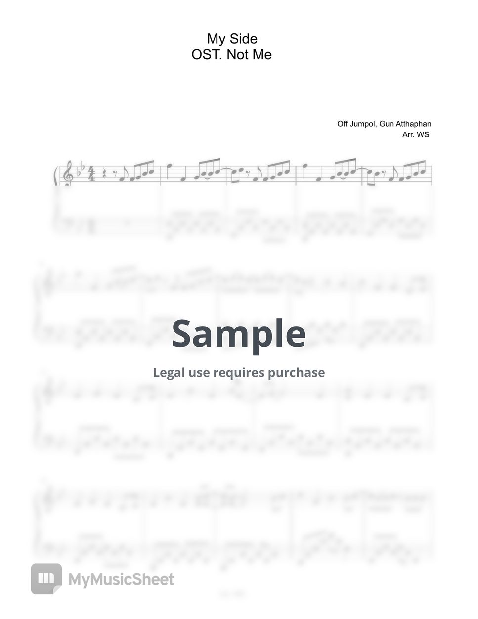 OFF JUMPOL; GUN ATTHAPHAN - My Side Sheets by WS Piano