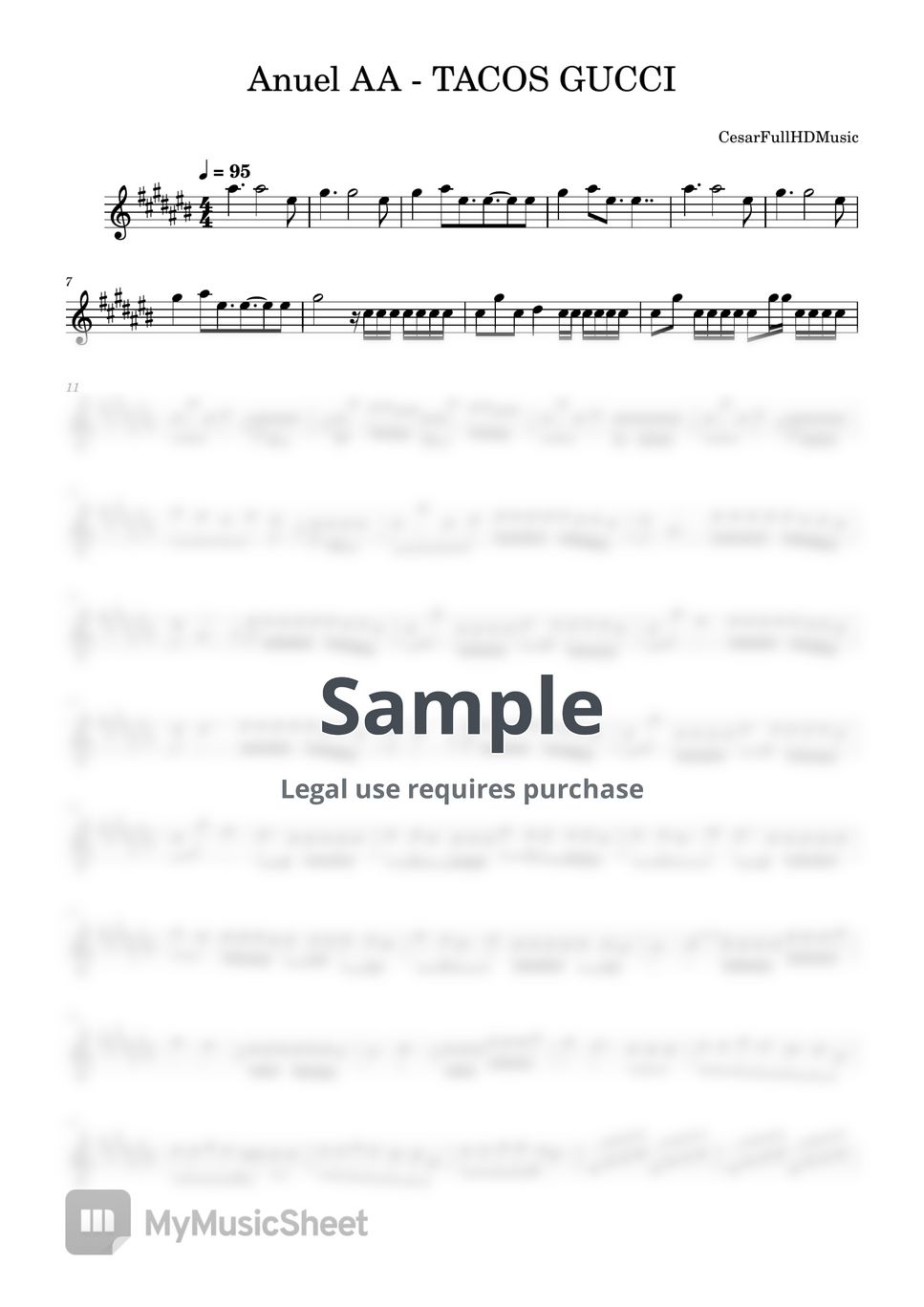 Anuel AA - TACOS GUCCI Sheets