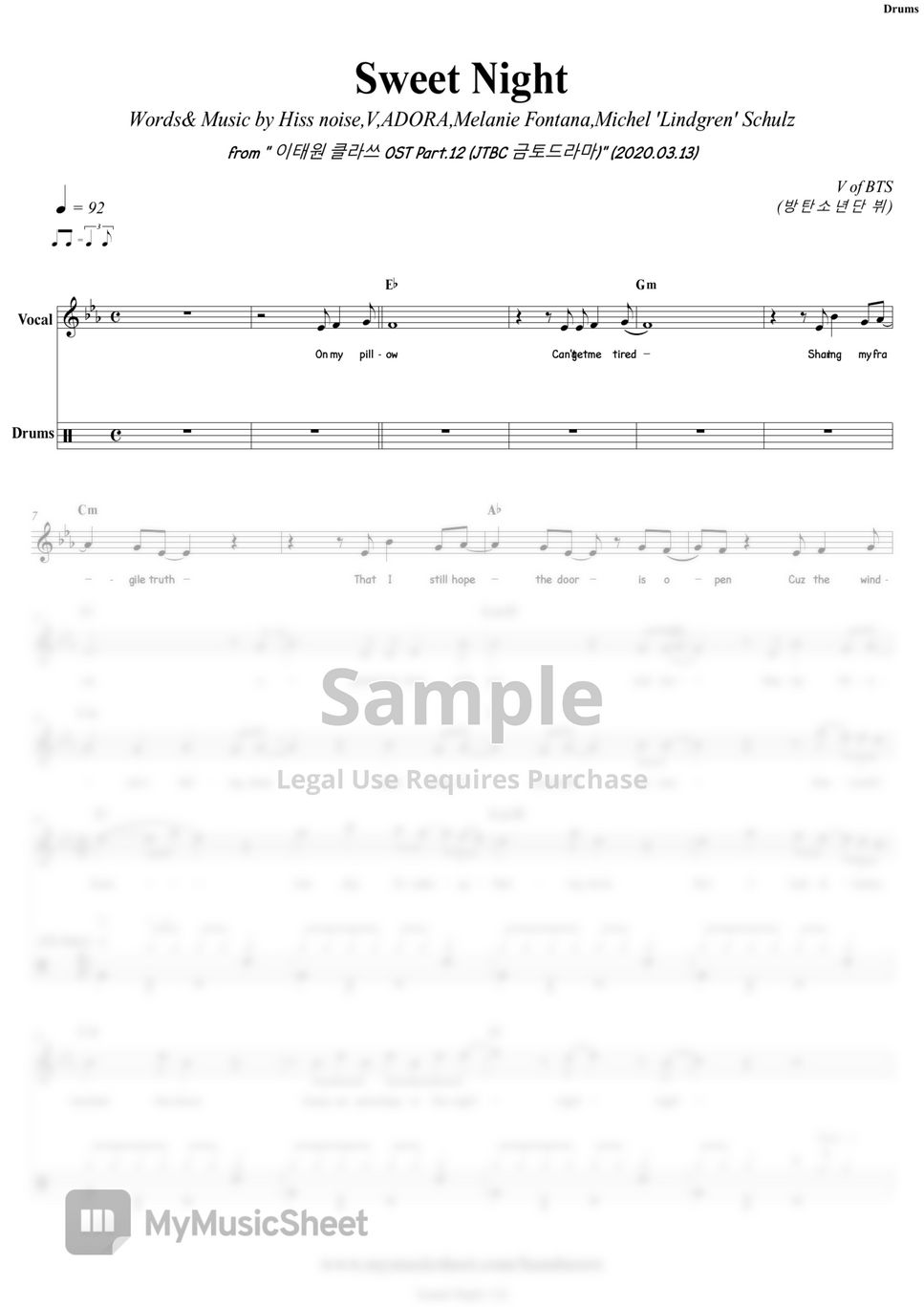 V (뷔) - Sweet Night [이태원 클라쓰 OST] | 밴드스코어/MR 악보 by COVER SKILLS